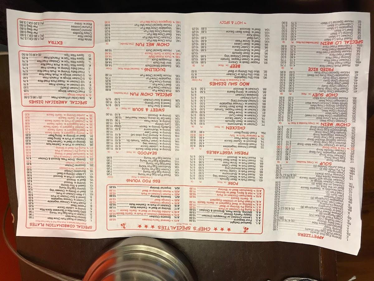 Menu at Zheung Xing Kitchen Inc restaurant, Copiague