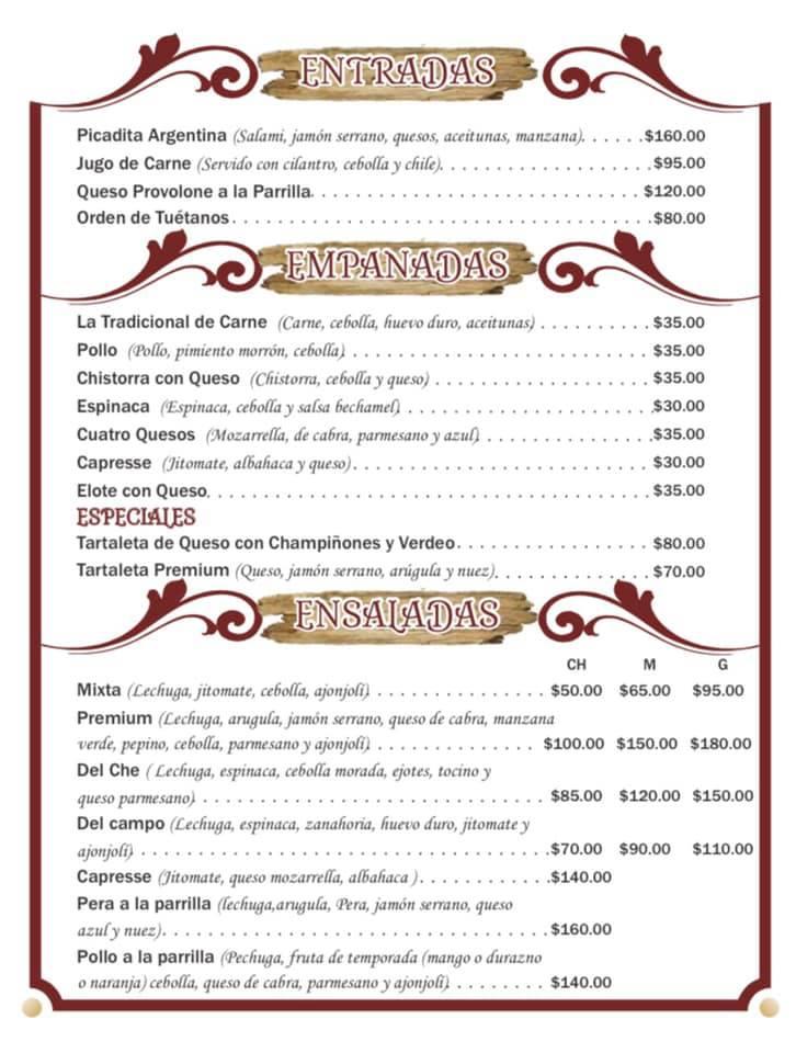 Menu at Che Dieguito restaurant, La Crucecita