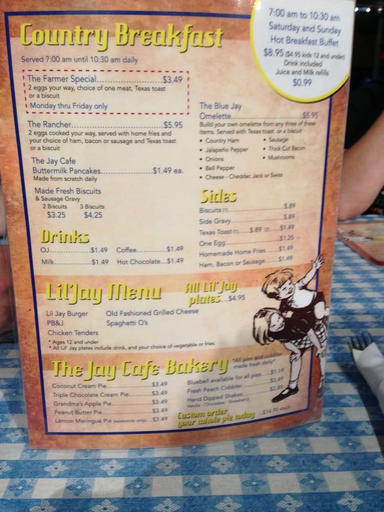 Menu at The Jay Cafe, Needville