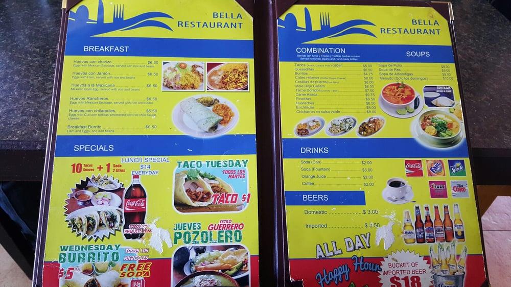 Menu at Bella Restaurant & Banquet, Anaheim