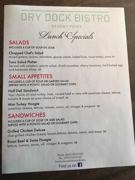 Menu at Garden Grill & Dry Dock Bistro restaurant, Kearny