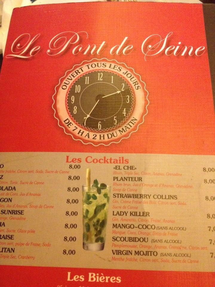 Menu au Le Pont de Seine restaurant, Paris, 1 Bd de Grenelle