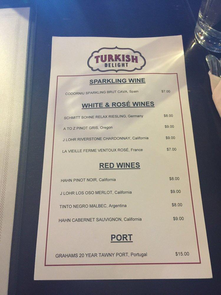 Menu at Turkish Delight restaurant, Anchorage