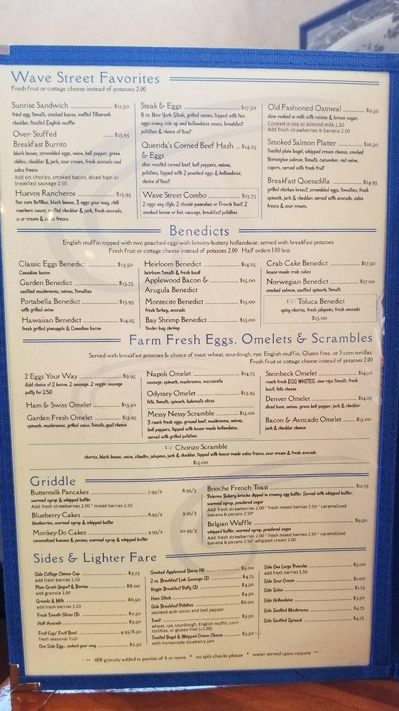 Carta de Wave Street Cafe, Monterrey