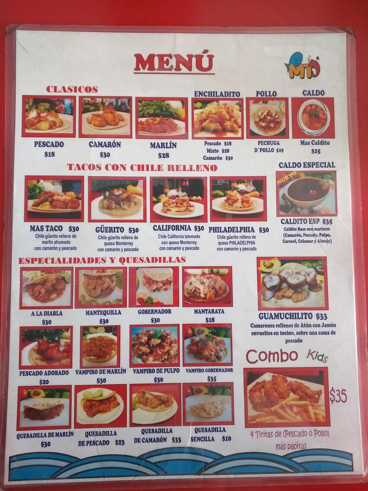 Menu at Más Taco restaurant, Mexicali, Blvd. Lázaro Cárdenas 1199