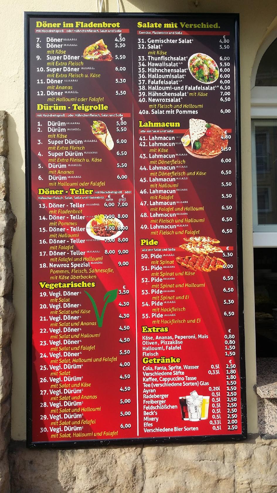Speisekarte von NEWROZ restaurant, Dresden