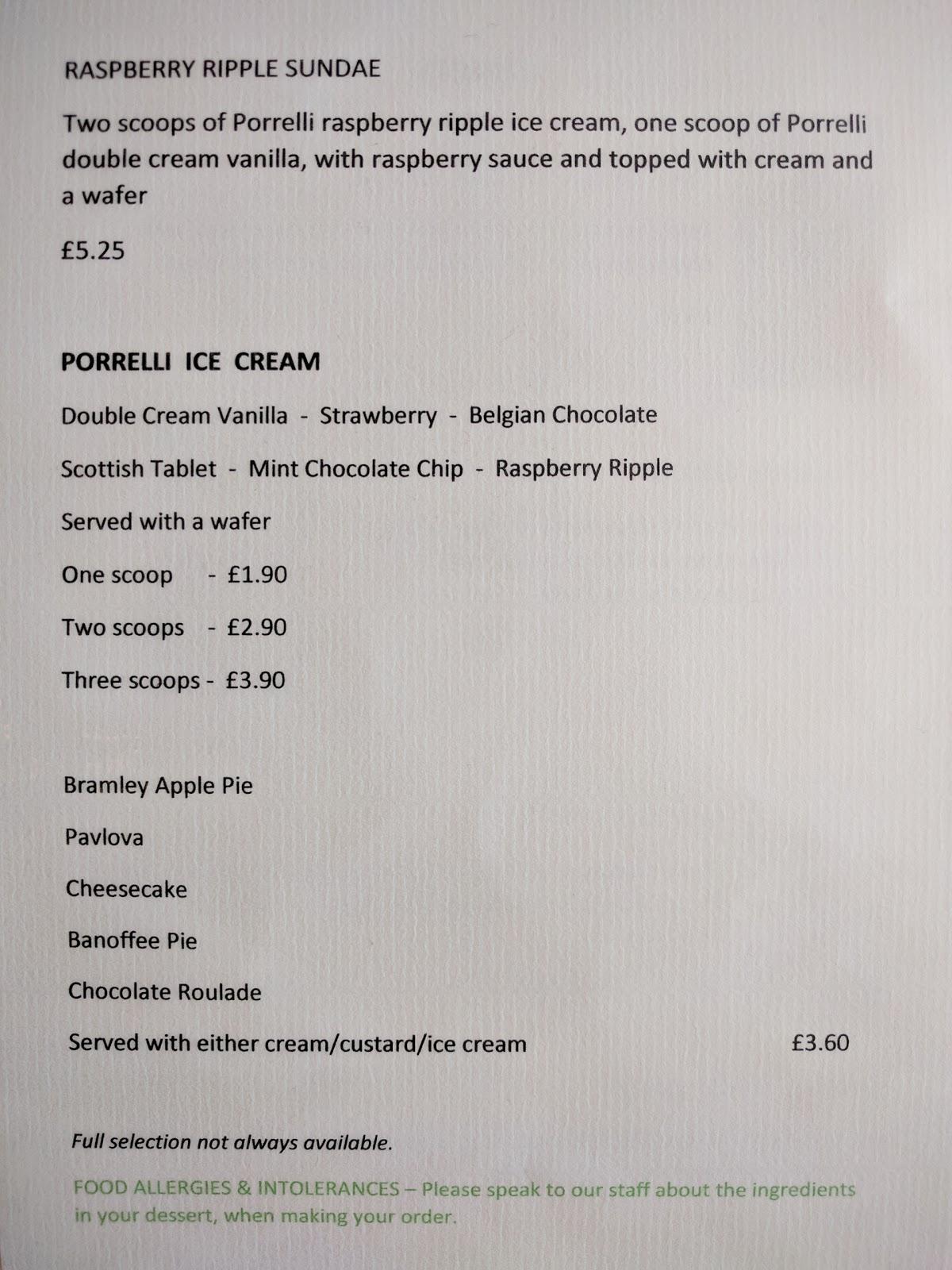 Menu at Pips Coffee Shop cafe, Callander