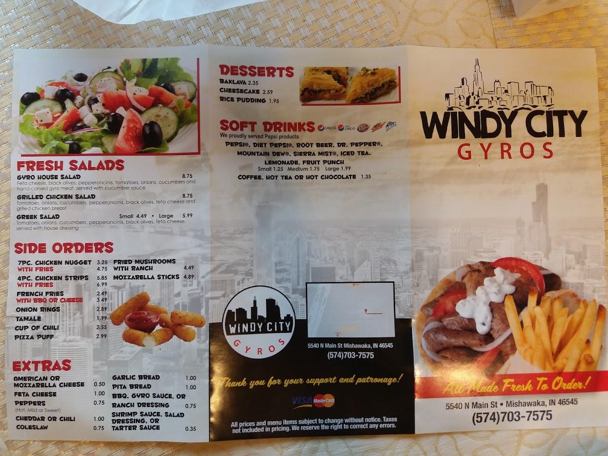 Menu at Windy City Gyros desserts, Mishawaka
