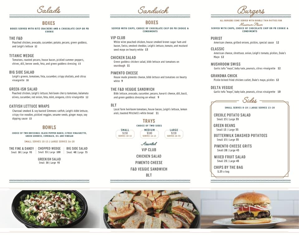 Menu at Fine & Dandy restaurant, Jackson