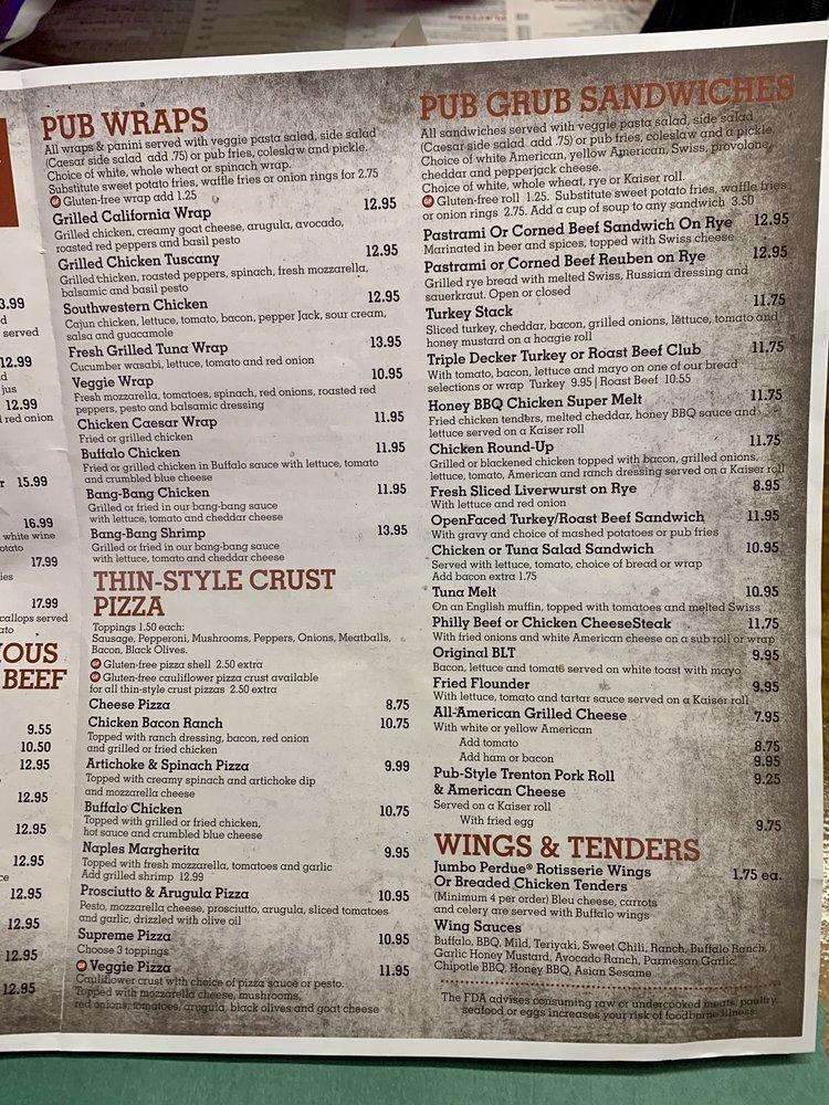 Menu at Miracle Pub, Toms River