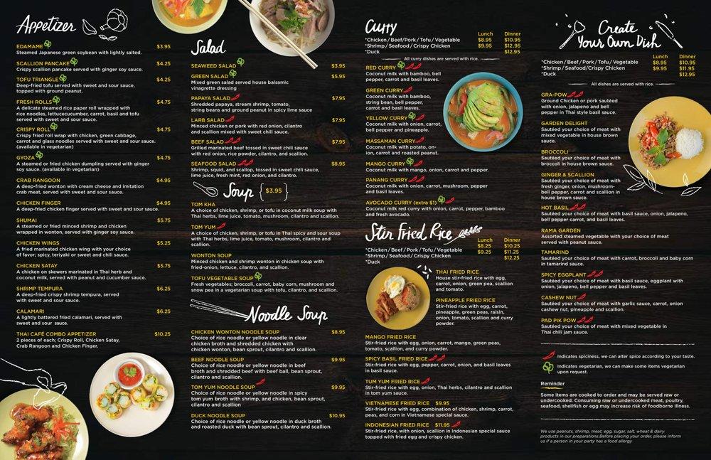 Menu at Thai Cafe Lynn, Lynn, 114 Broad St