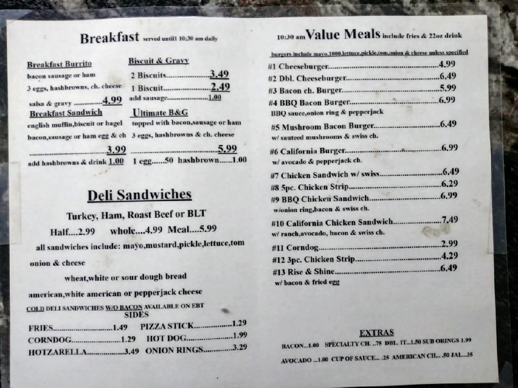 Menu at The Store, Medford