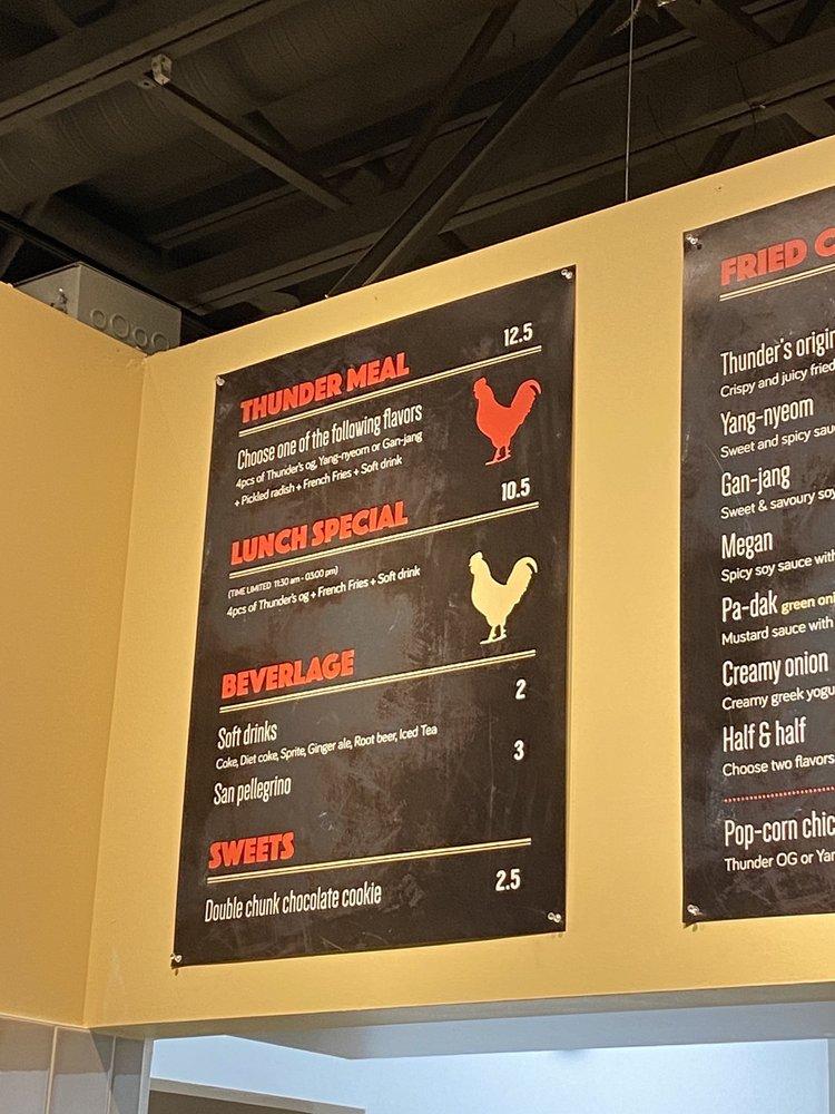 Menu at Thunderbird Korean Fried Chicken fast food, Langford