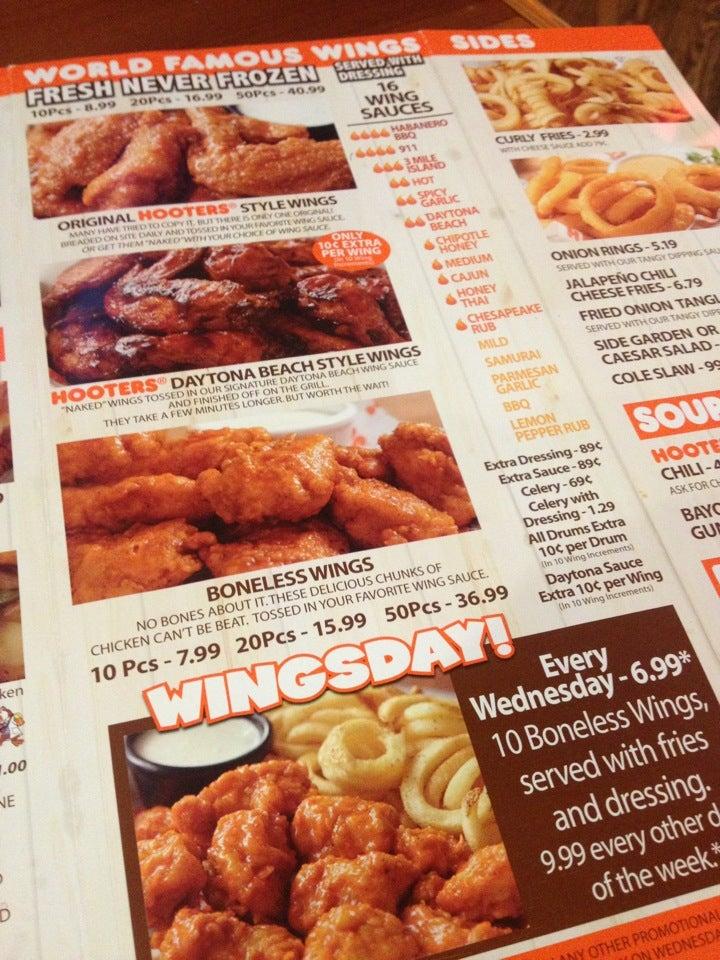 Menu at Hooters pub & bar, Pensacola Beach, 400 Quietwater Beach Rd
