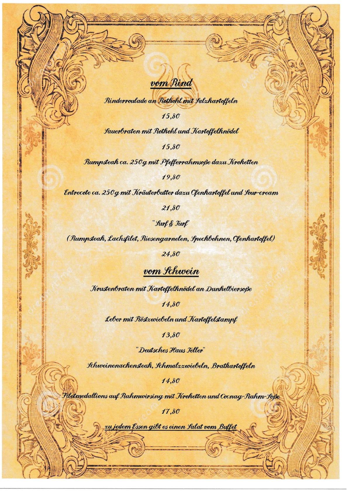 Speisekarte von Hotel Gasthof Deutsches Haus, Friedeburg