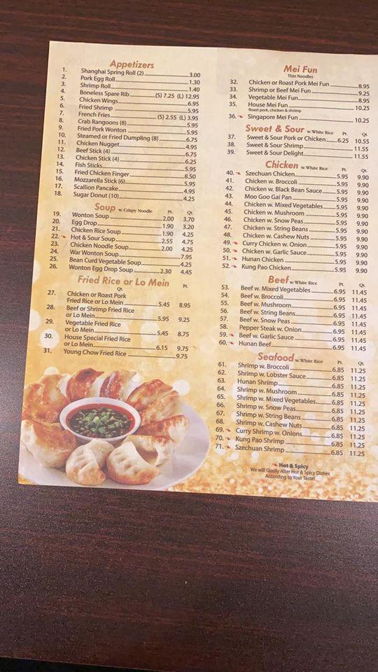 Menu at Moon star Asian Bistro restaurant, Lake Luzerne