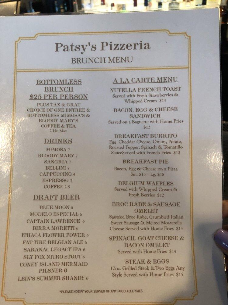 Menu at Patsy’s Pizzeria of New Rochelle, New Rochelle
