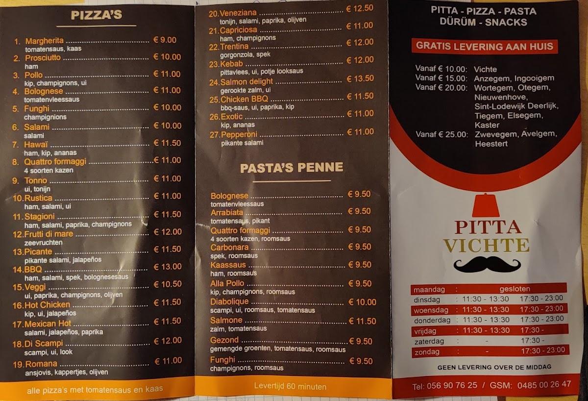 Menu at Pitta Shop Vichte, Anzegem