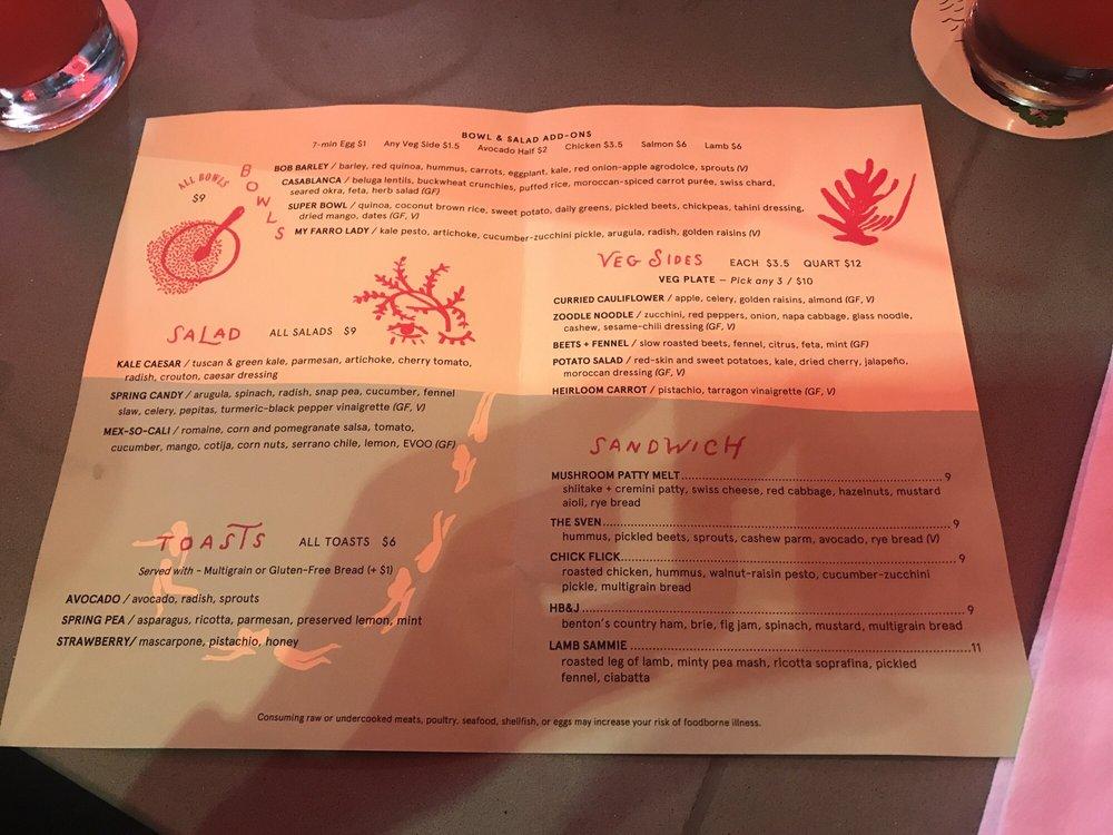 Menu at Recess (Krog Street) pub & bar, Atlanta