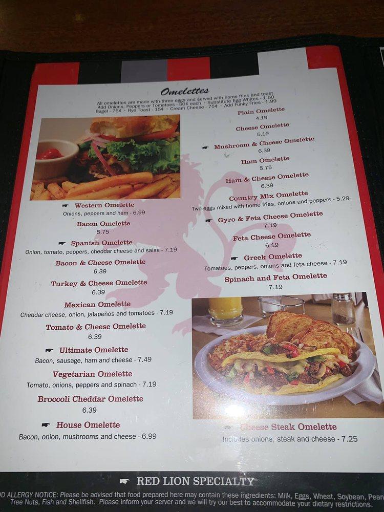 Menu at Red Lion Corner Café restaurant, Red Lion