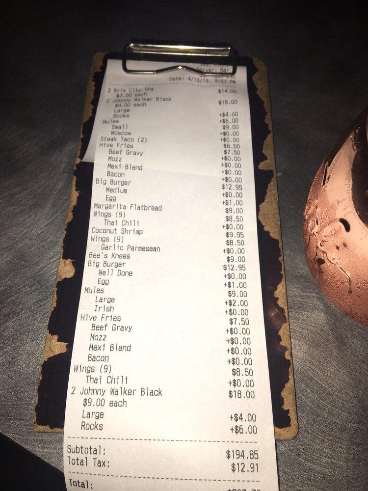 Menu at The Hive Bar & Bistro, Garfield