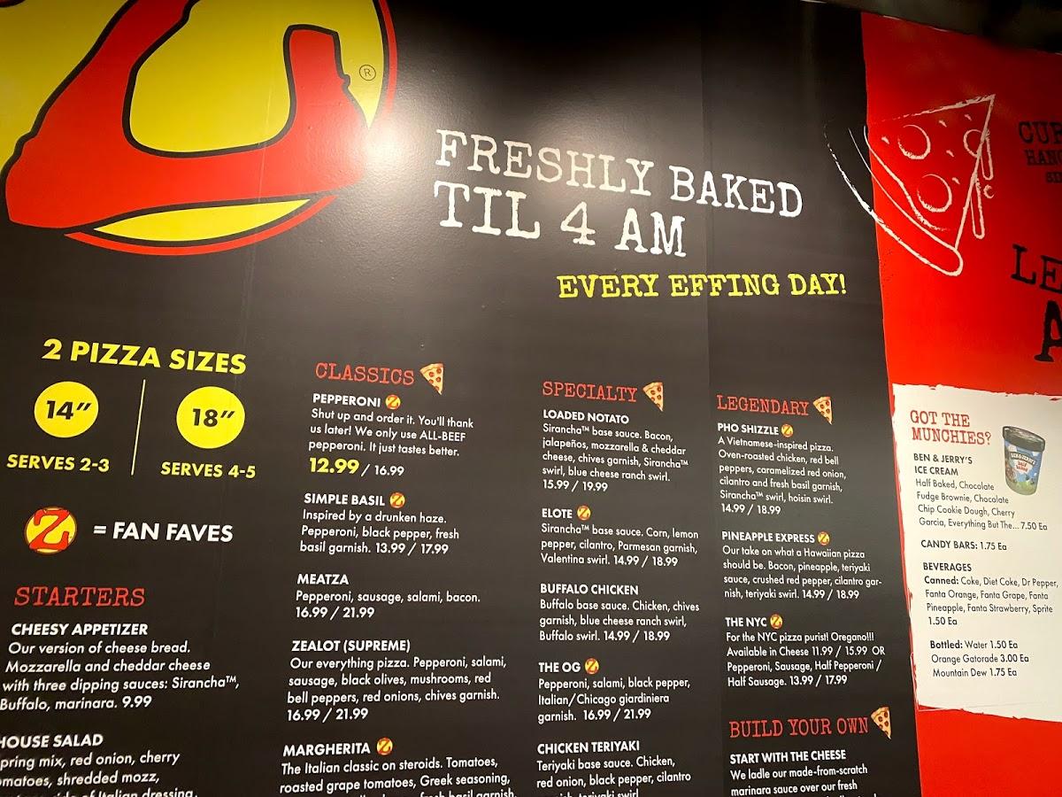 Menu at Zalat Pizza Foch Fort Worth restaurant, Fort Worth