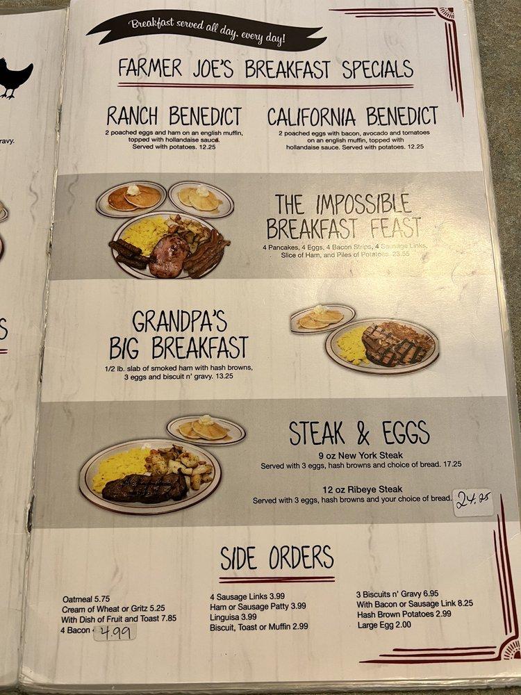 Menu at Brooks Ranch restaurant, Atwater