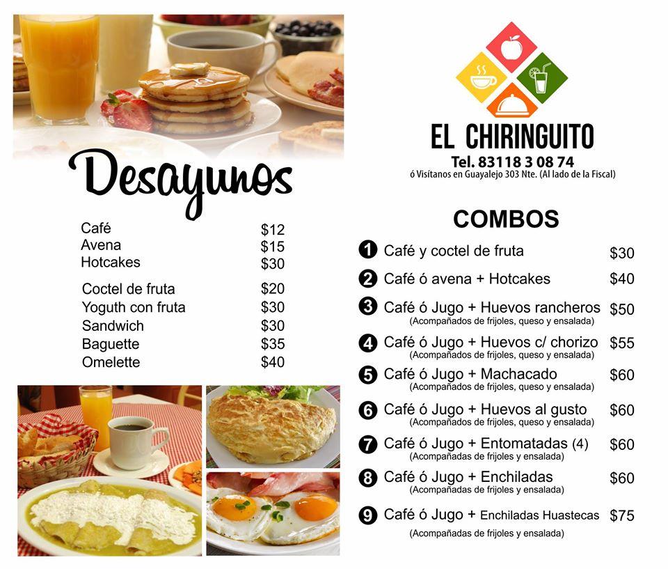 Menu at El Chiringuito restaurant, Ciudad Mante