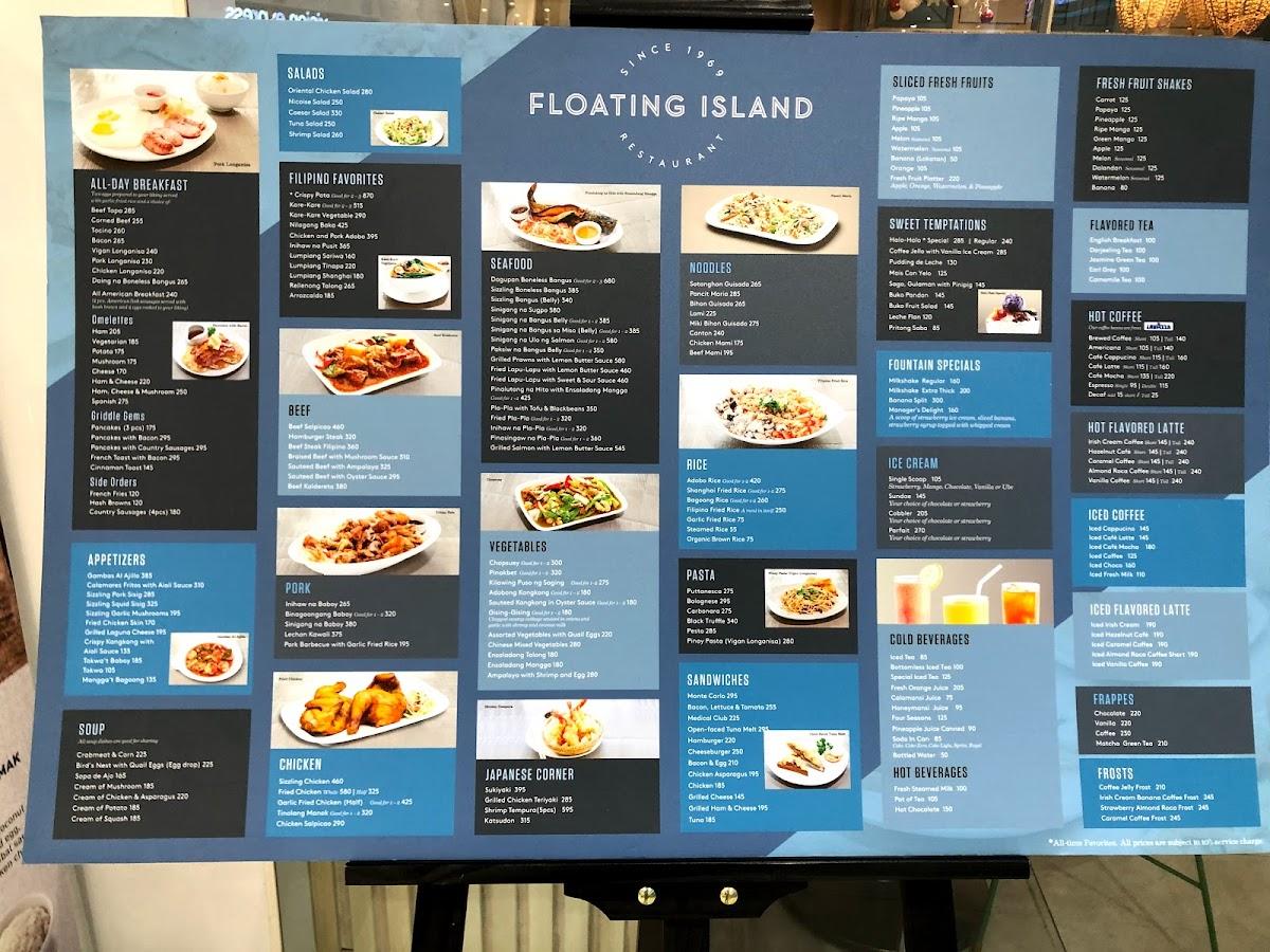 Menu at Floating Island Restaurant, Makati, H257+PR7