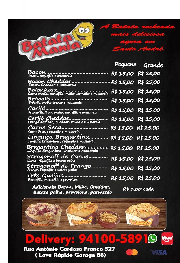 Menu em Batata Mania Santo André pub & Bar, Santo André