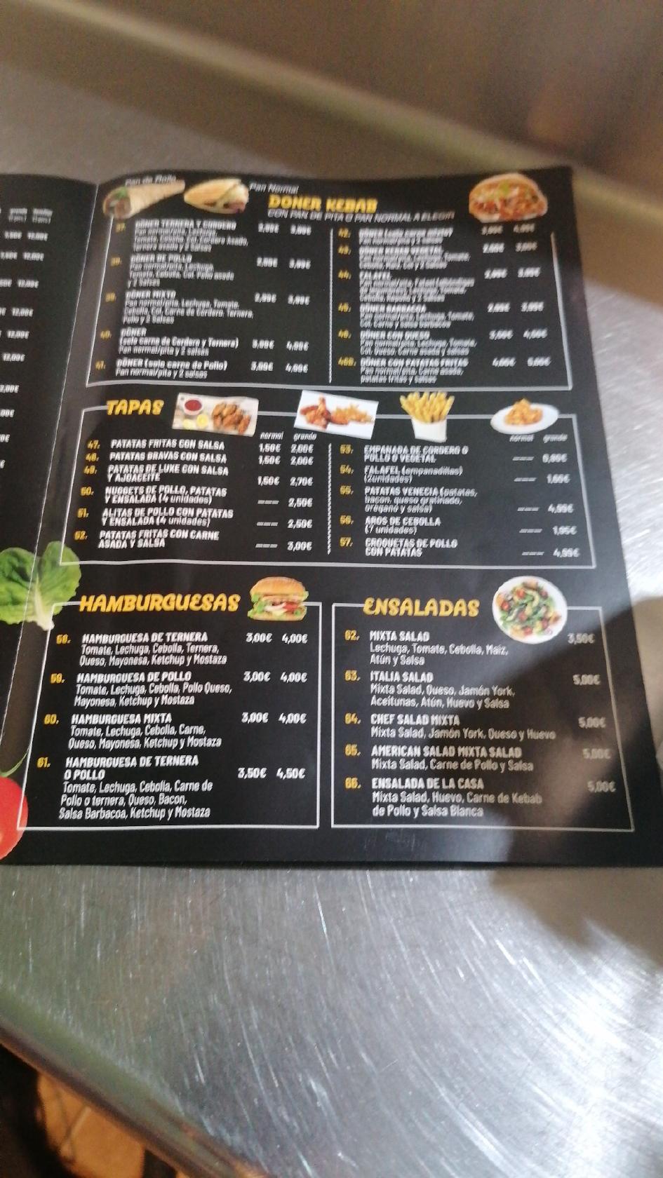 Menu at Cafeteria Ribera Plaça, Algemesí