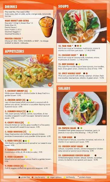 Menu at Pac Thai restaurant, Forest Grove
