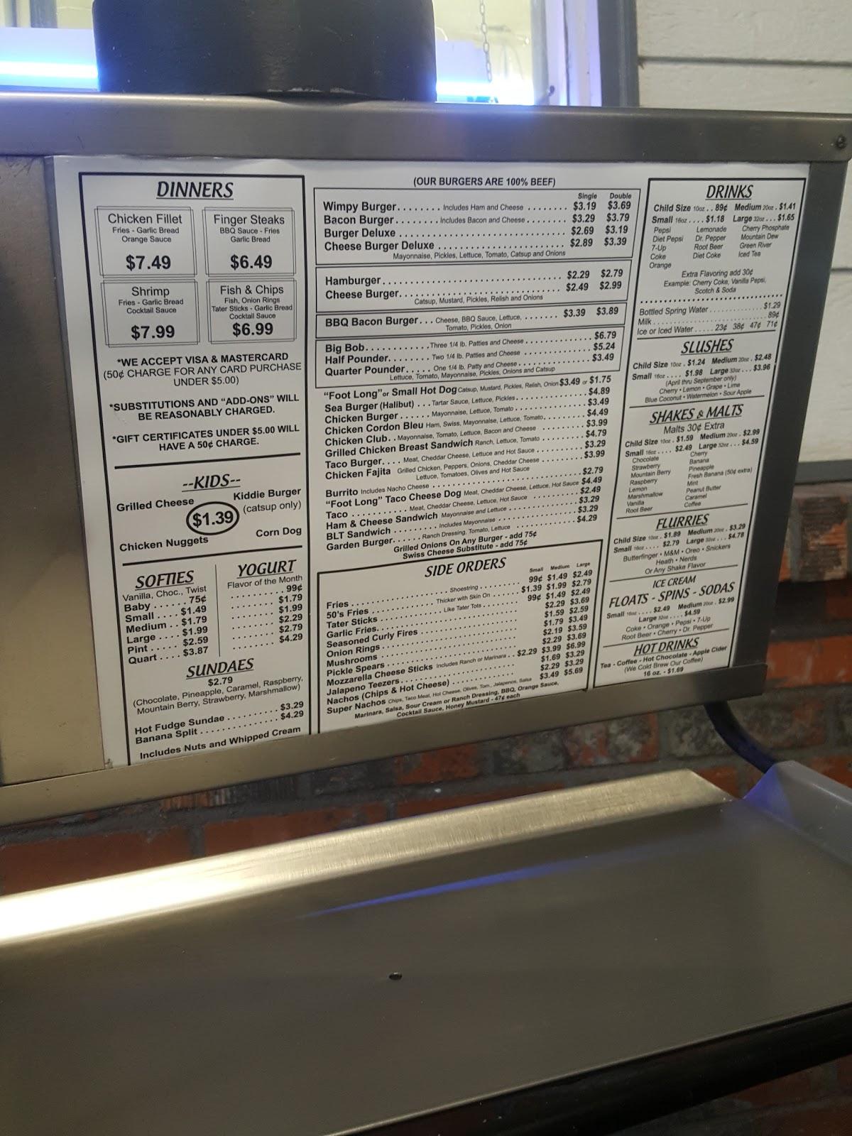 Menu at Roe-Ann Drive-In fast food, Emmett
