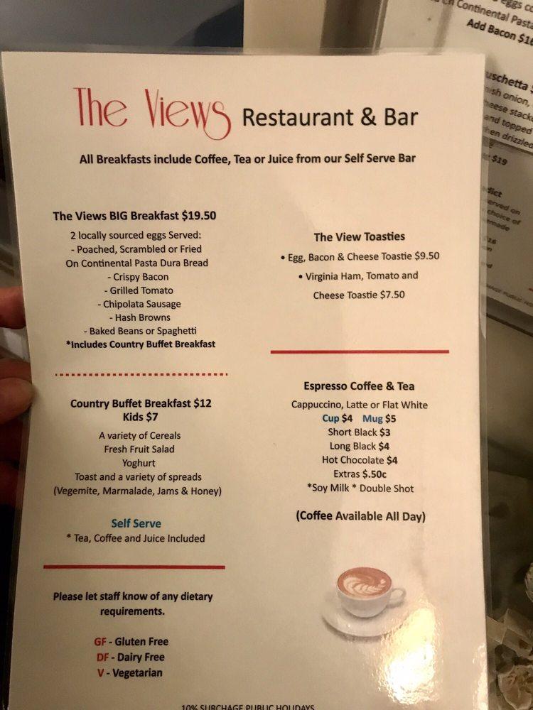 Menu at The Views restaurant, Halls Gap