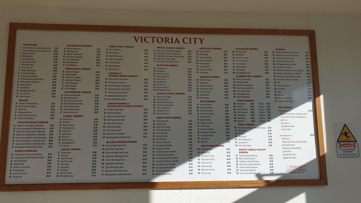 Menu at Victoria City Take Away restaurant, Hull