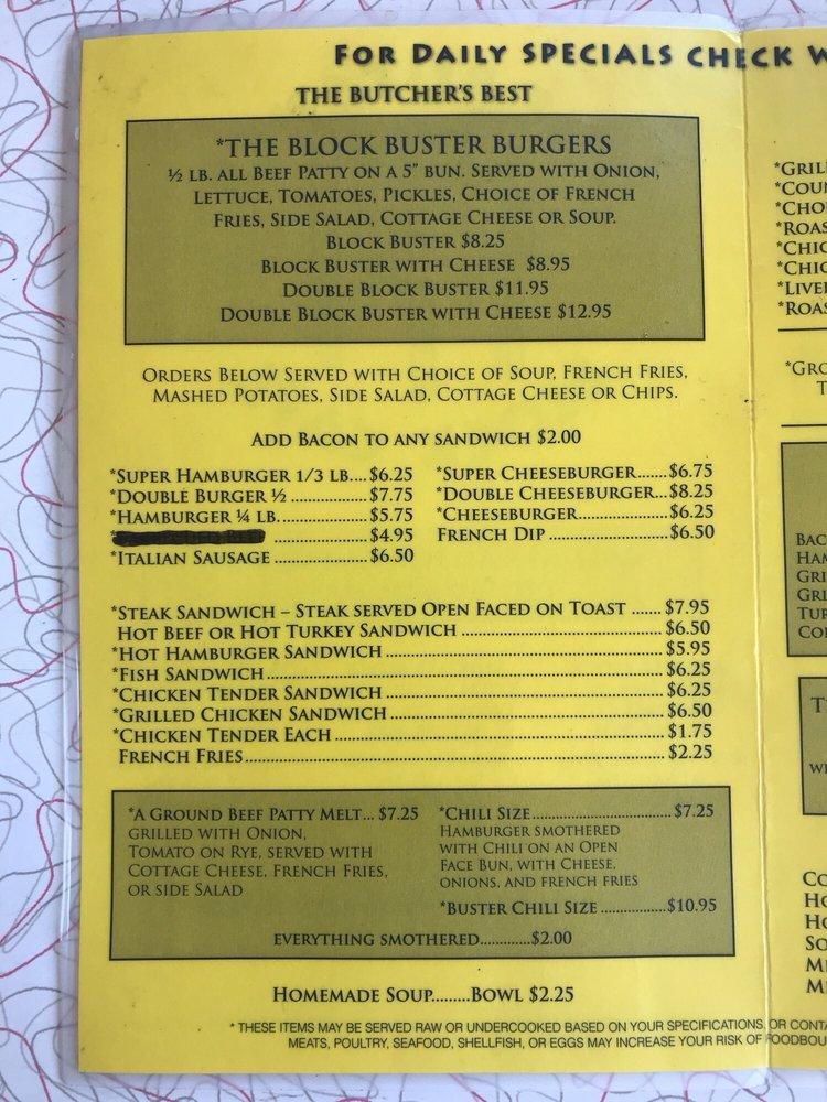 Menu at Butcher Block Cafe, Denver, Washington St