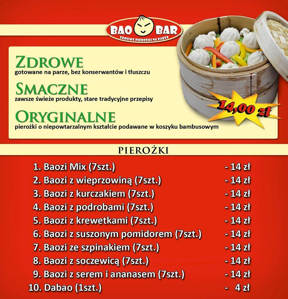 Menu at BAO BAR - zdrowe pierożki na parze, Warsaw