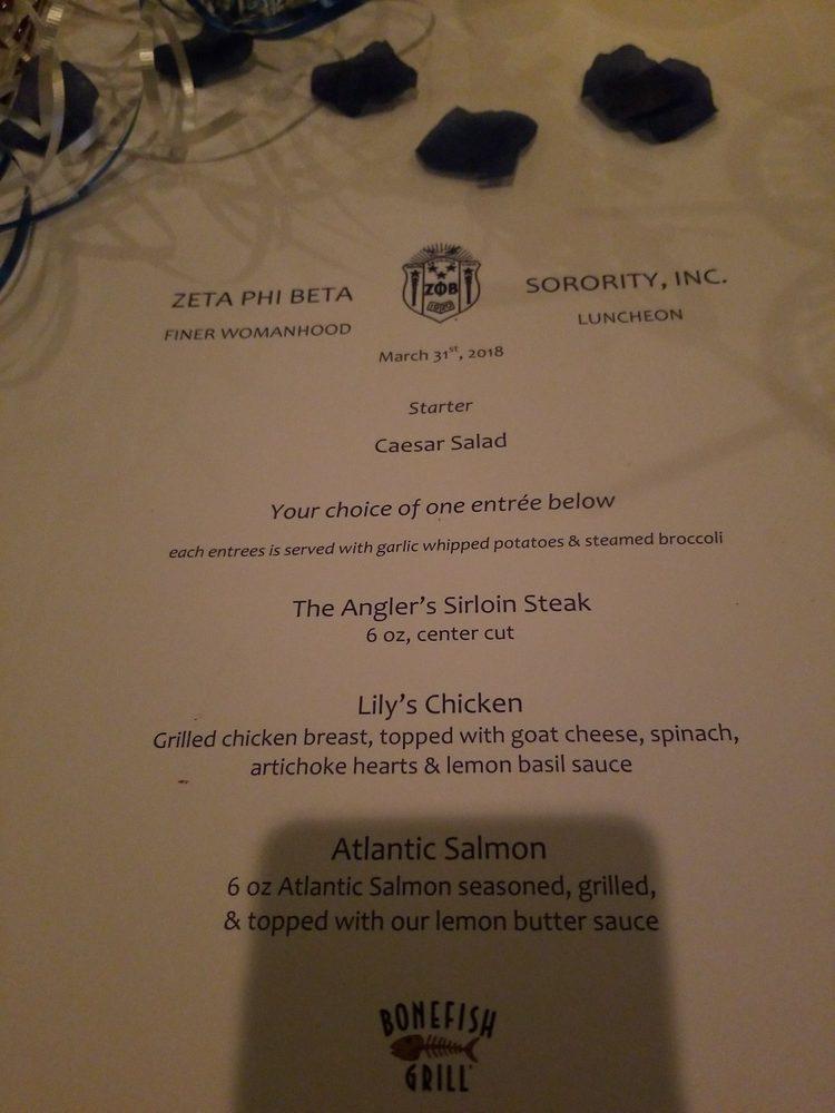 Menu at Bonefish Grill pub & bar, Memphis, N Germantown Pkwy