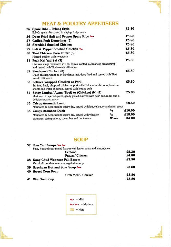 Menu at Thai Garden Cuisine restaurant, Rothwell