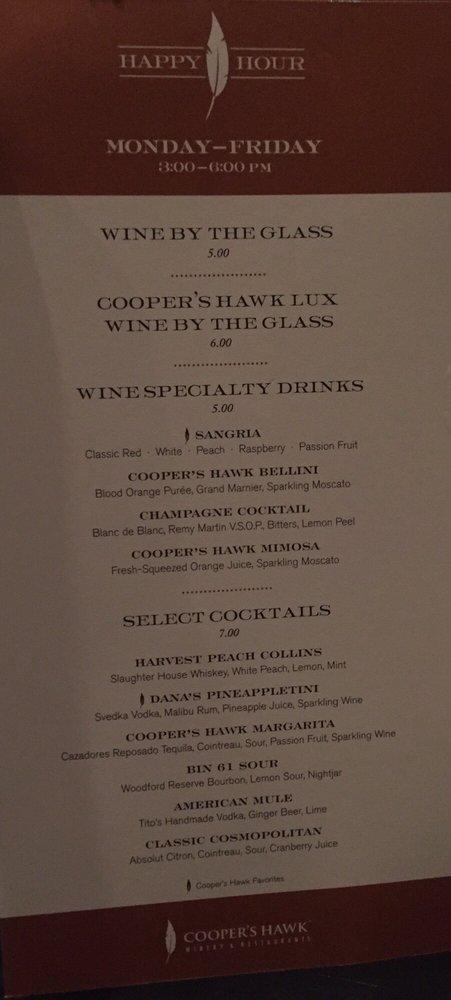 Menu at Cooper's Hawk Winery & Restaurant- Brookfield, Brookfield