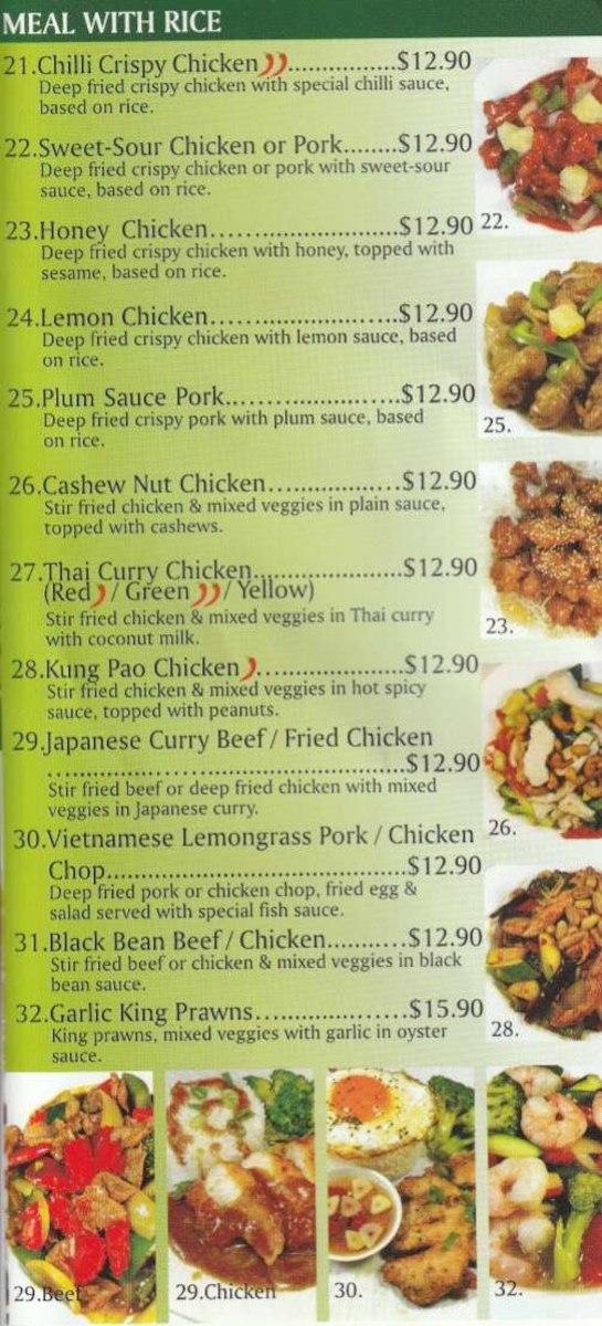 Menu at Master Noodle restaurant, Kedron