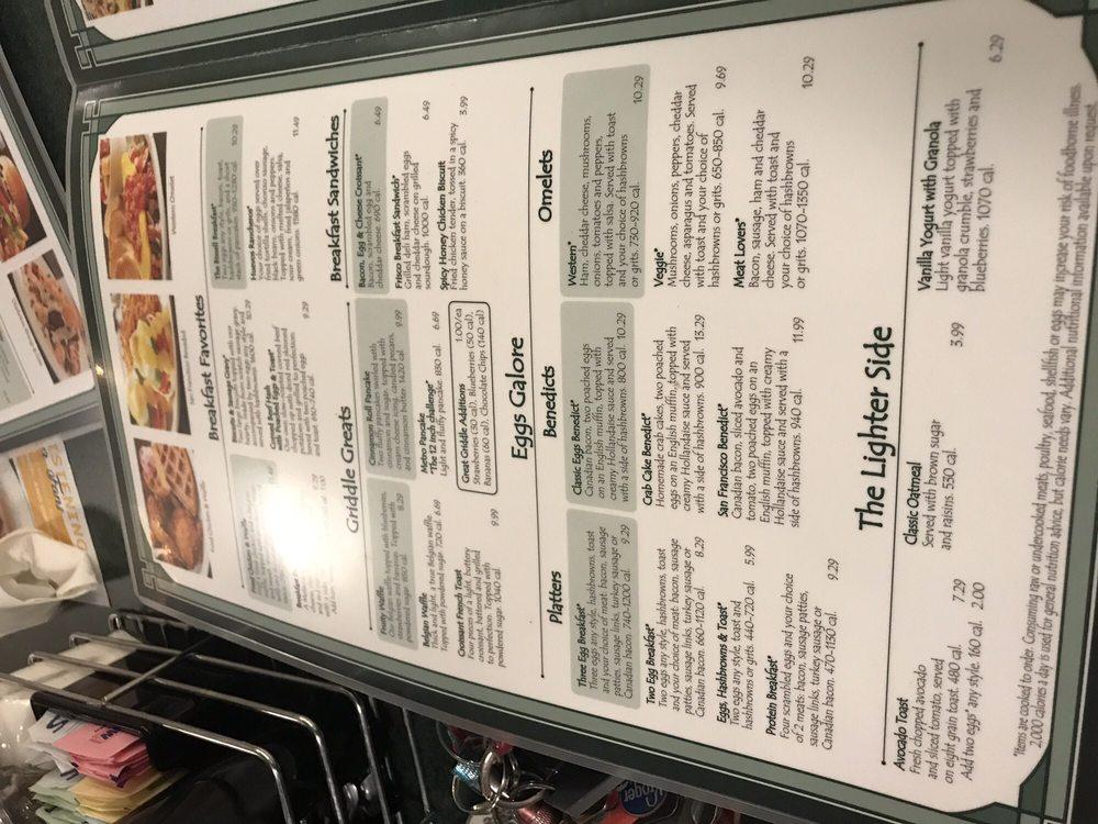 Menu at Metro Diner restaurant, Chesapeake