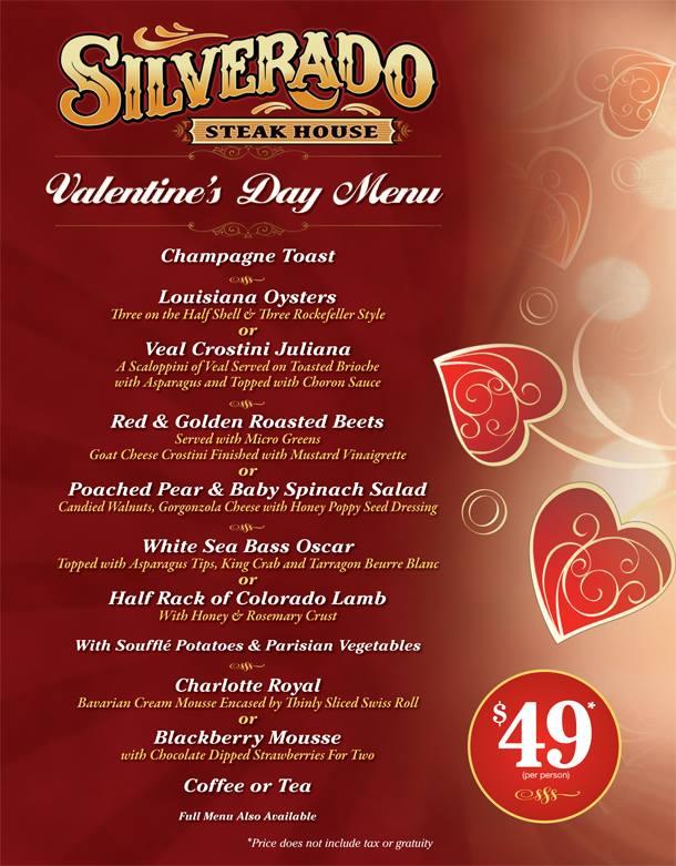 Menu at Silverado Steak House steakhouse, Las Vegas, Las Vegas Blvd S