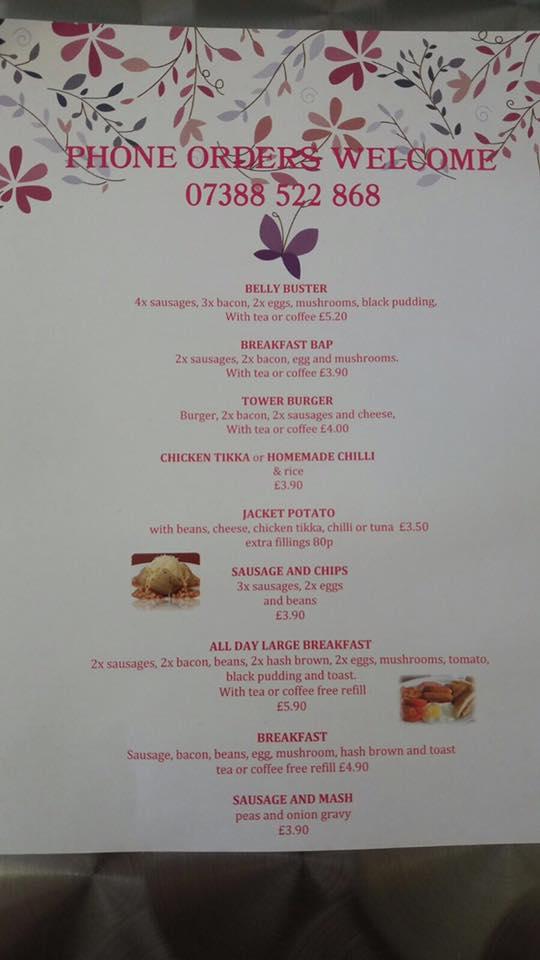 Menu at Dinky Diner cafe, Cholderton, Thruxton Road B3084