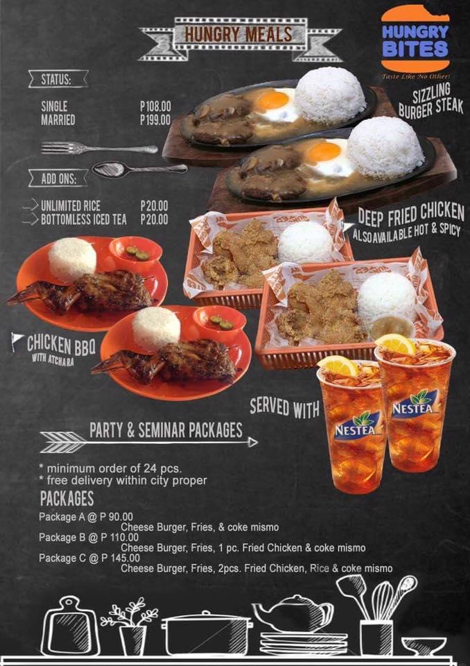 Menu at Hungry Bites 2 Dipolog restaurant, Dipolog City, Magsaysay St