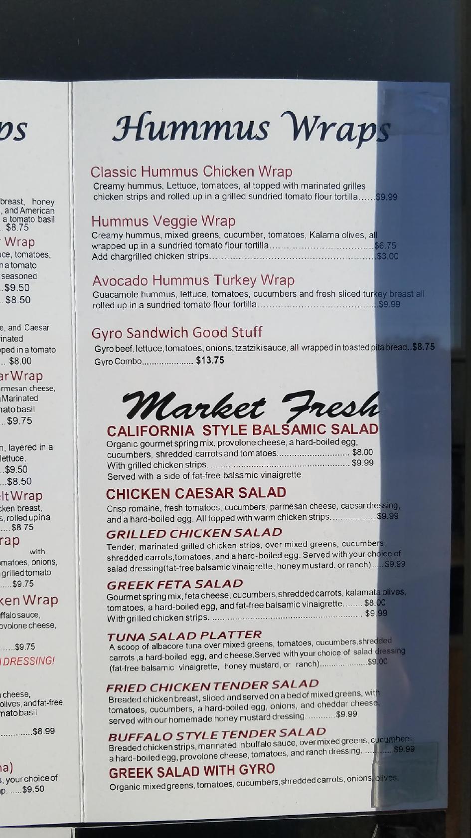 Menu at Parkside Grille restaurant, Mayfield Heights