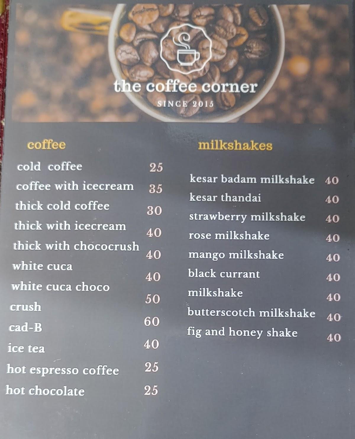 Menu at The Coffee corner, Pune, Light House