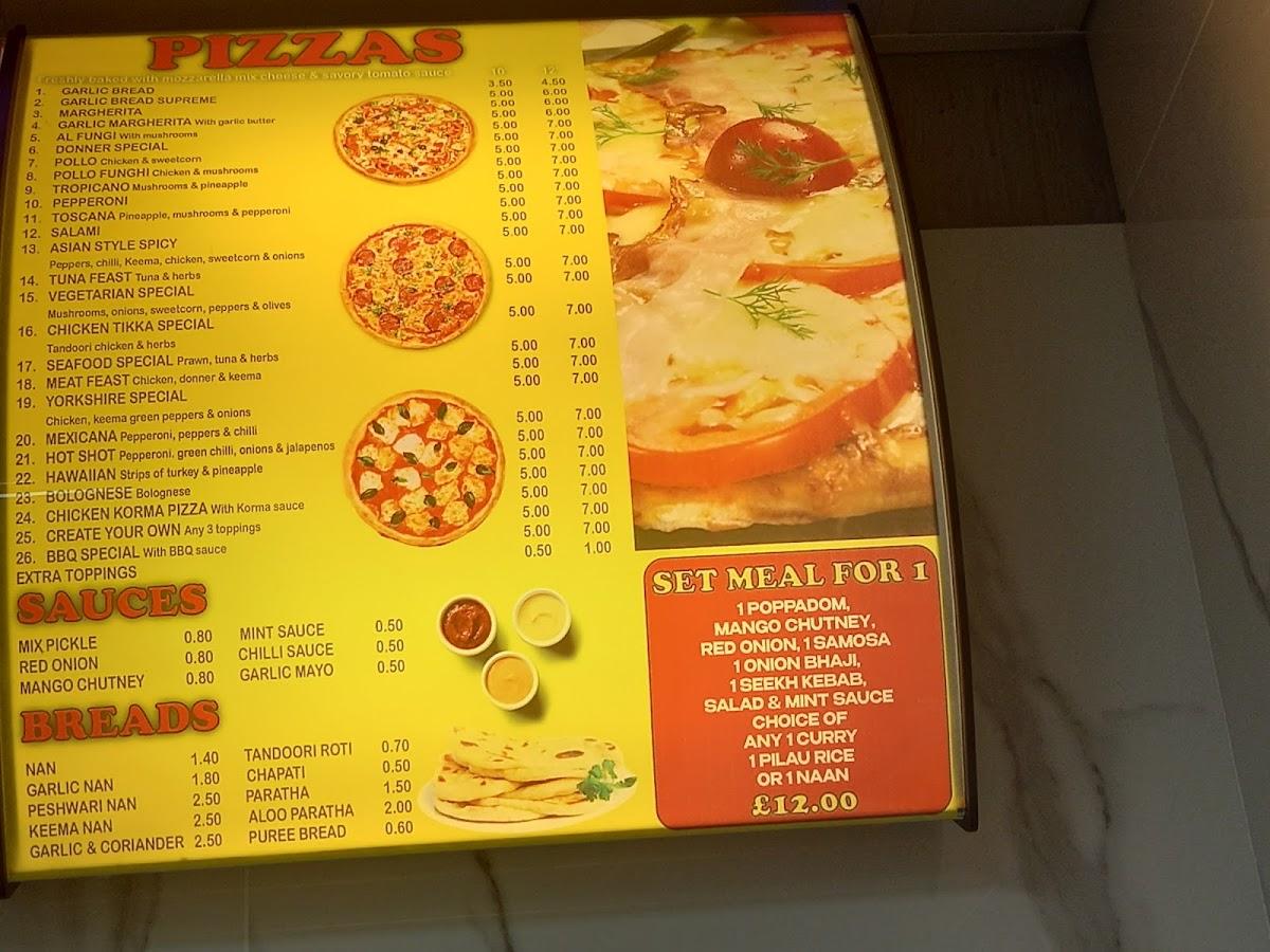 Menu at Yorkshire Spice, Elland
