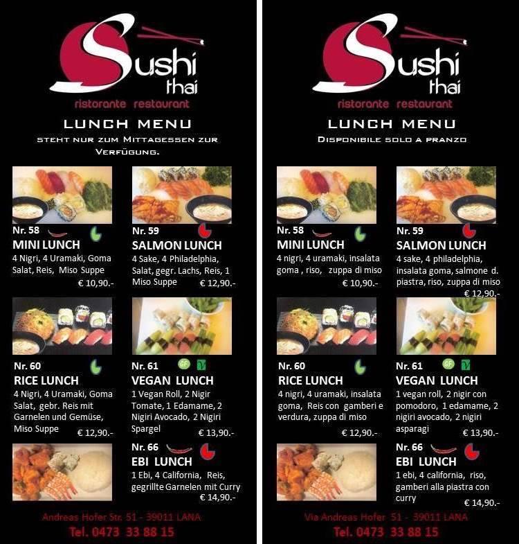 Speisekarte von Sushi Thai Lana restaurant, Lana