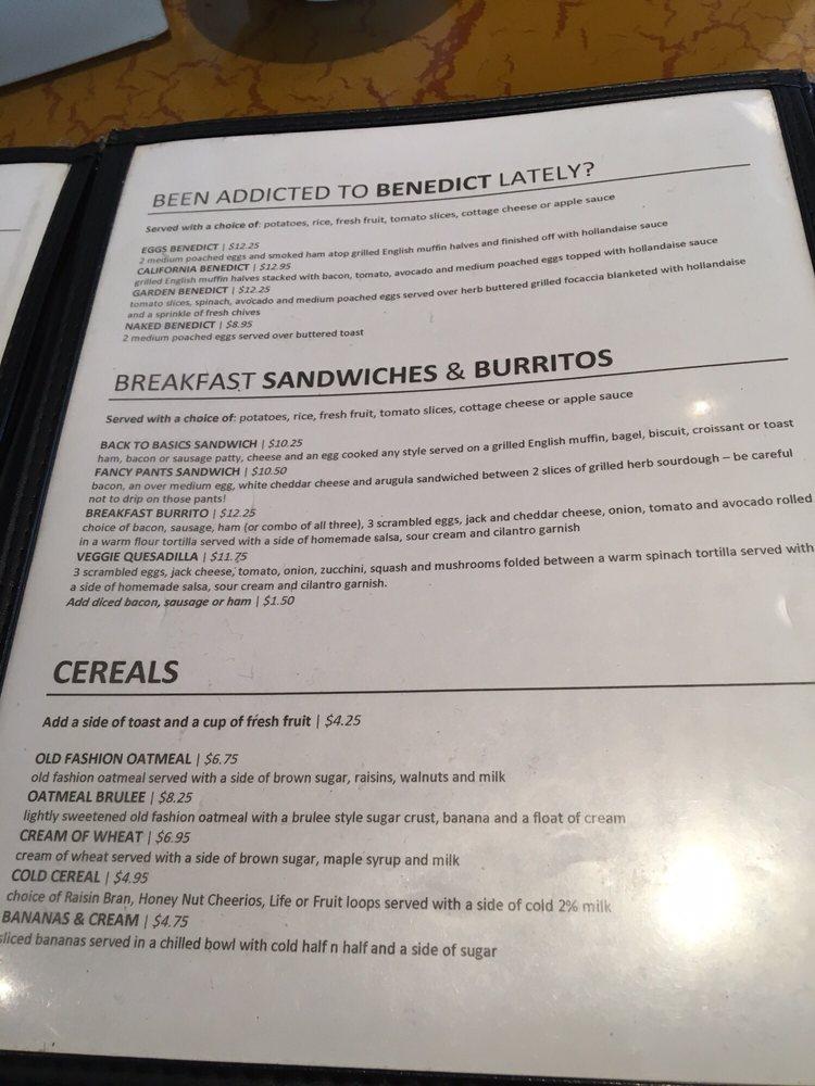 Menu at Four Sisters Cafe, Roseville